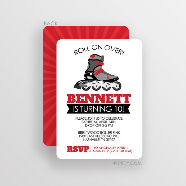 Rollerblade Party Invitations - Etsy