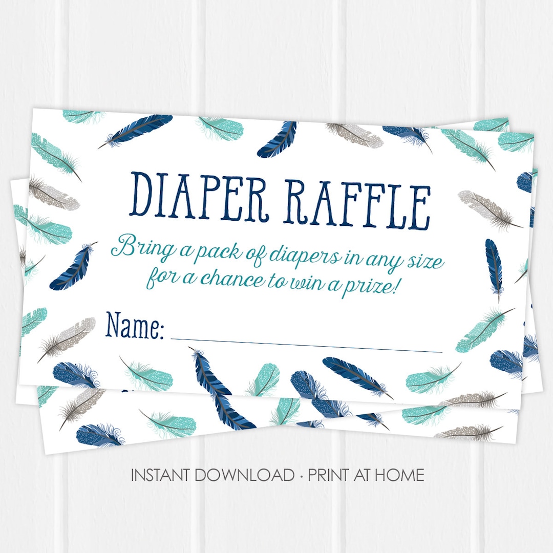 Diaper Raffle Card - Printable - Arrows & Feathers - Baby Shower ...