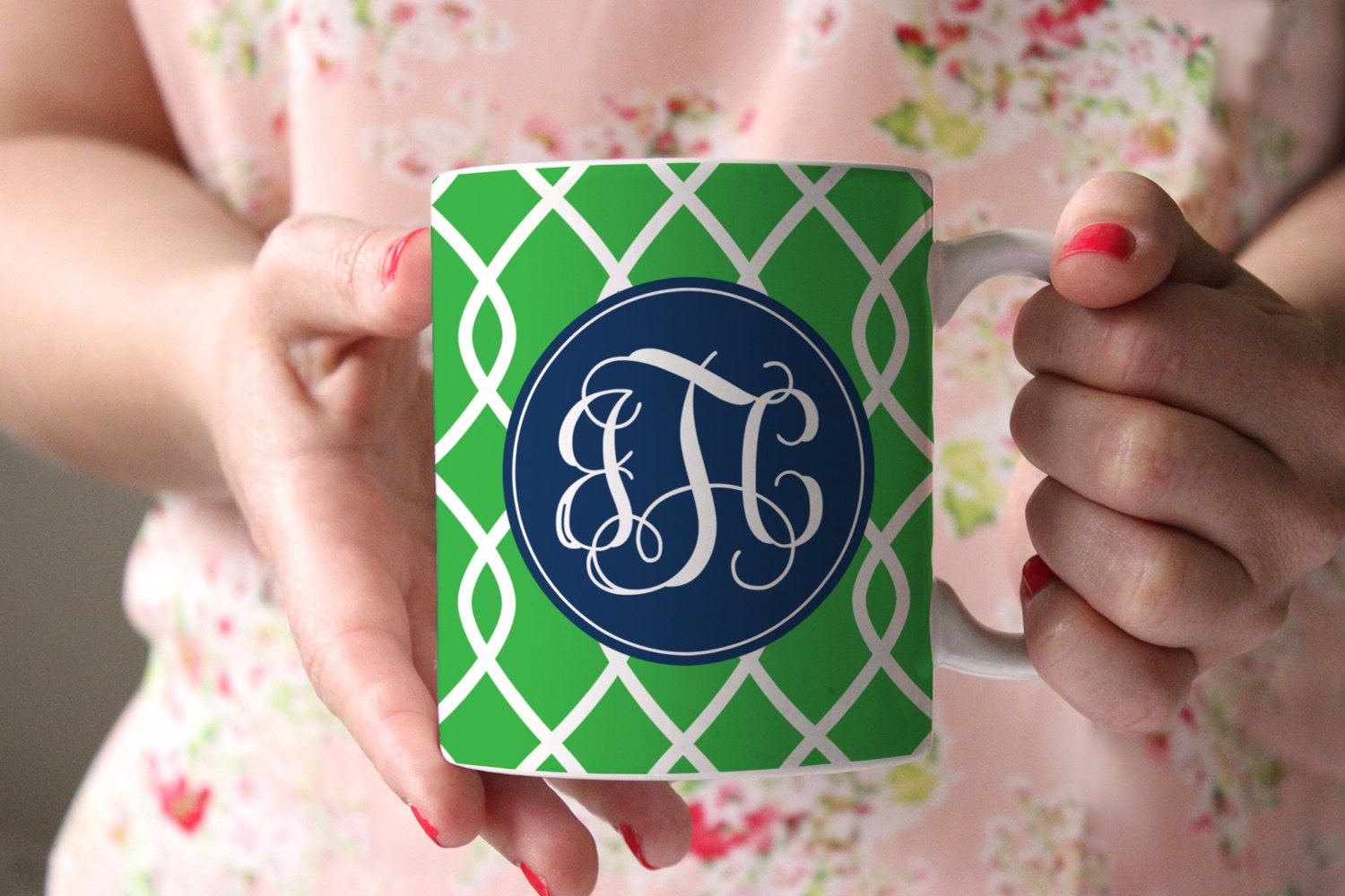 Personalized Coffee Mug chain Link With Monogram - Etsy
