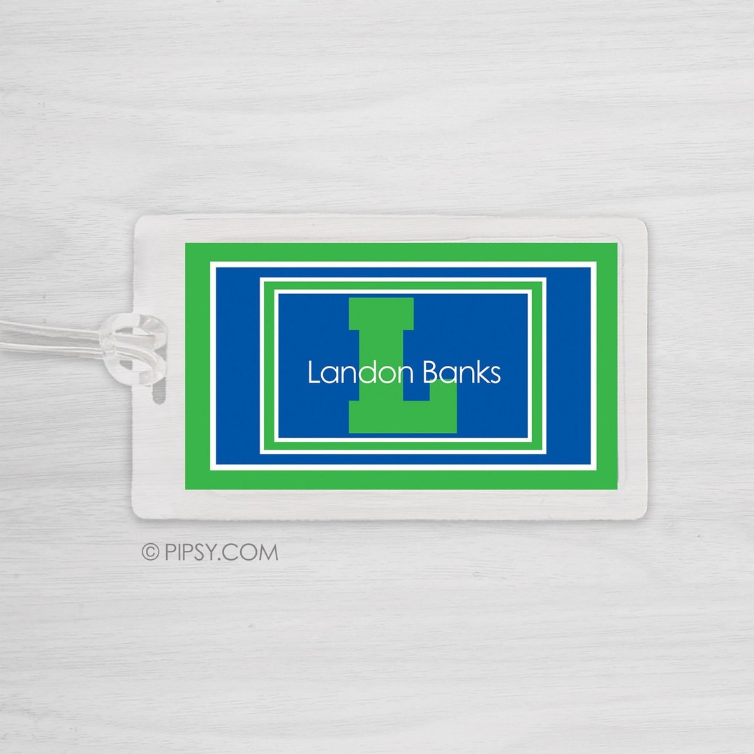 Boy Bag Tag - Blue and Green Sports Bag Tag - Diaper Bag Tag - Kids Bag ...