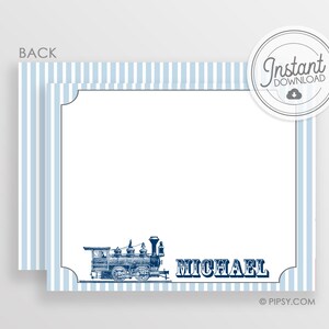 Vintage Train Locomotive Party Thank You Cards - DIY - Instant Download ...