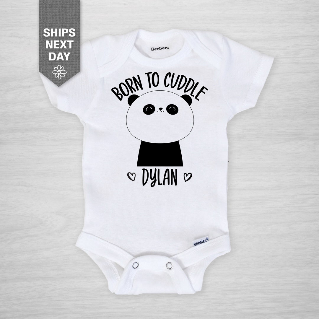 Personalized Name Panda Onesie®, "born to Cuddle" Custom Name Baby Girl ...