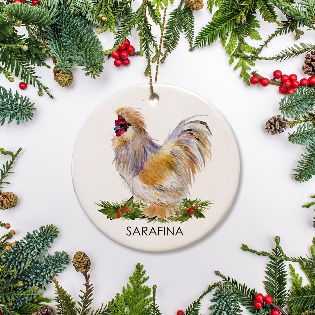 Silkie Chicken Christmas Ornament: Personalized Ceramic Chicken Lover ...