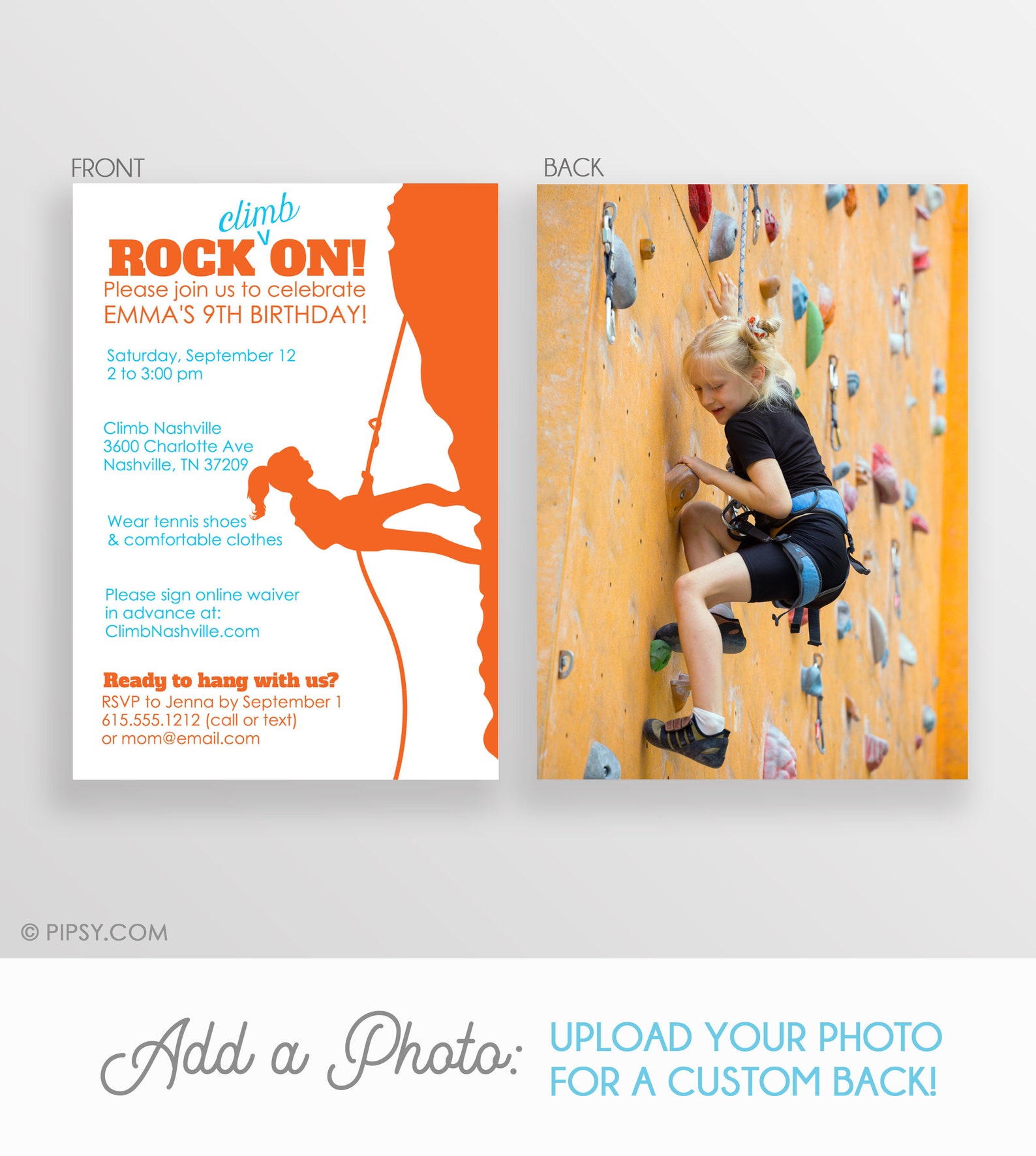 Girl Rock Climbing Invitation Girls Birthday Party | Etsy