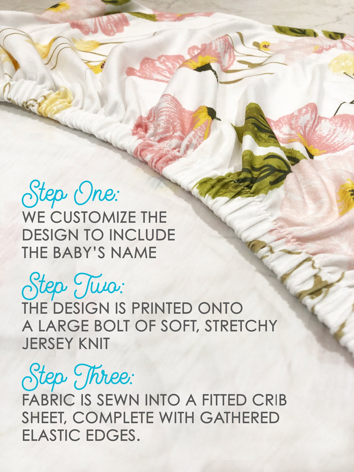 Personalized Floral Crib Sheet, Knit Jersey, Baby Girl Name - Etsy