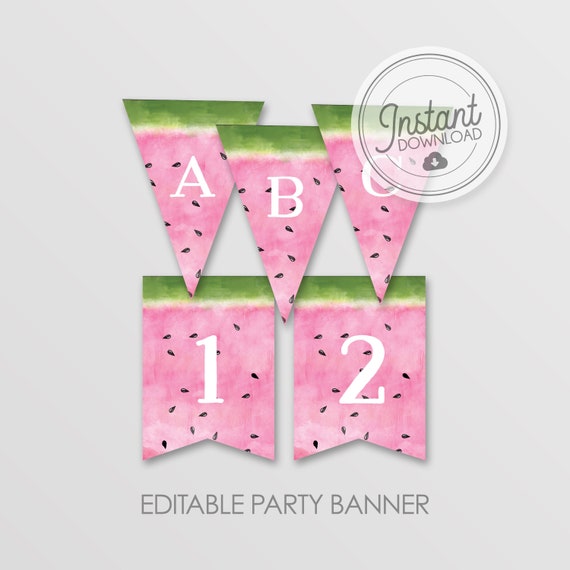 Printable Party Banner - Watermelon Watercolor Summer Party Banner ...
