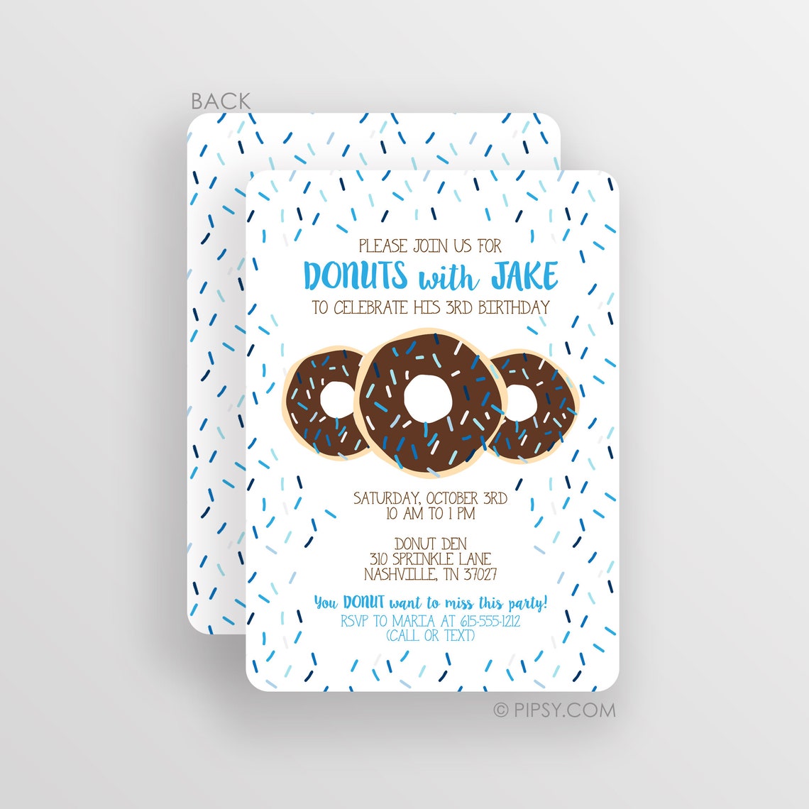 Donut Invitation Boy Donut Birthday Invitation Chocolate - Etsy