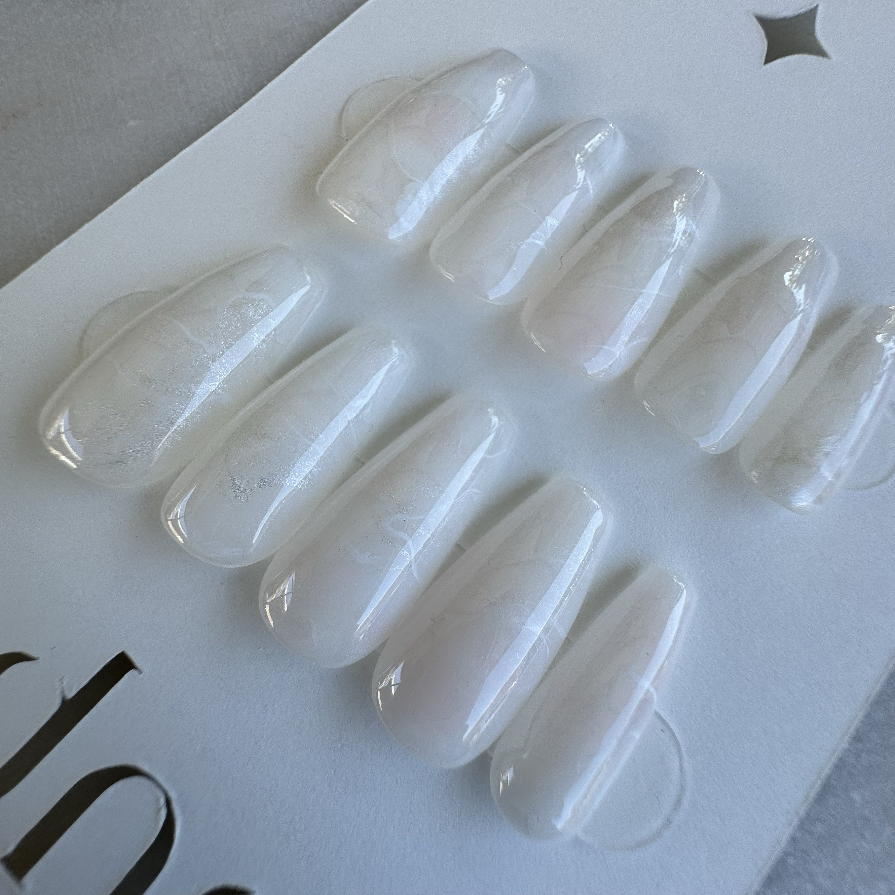 White Ice Nails / Ice Frost Art / White Gel / White Ice Press Ons ...