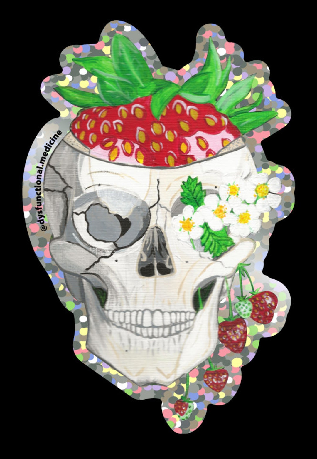 Strawberry Brain Skull Sticker - Etsy