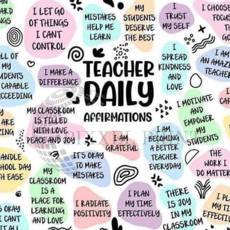 Teacher Daily Affirmation Sublimation File - Etsy