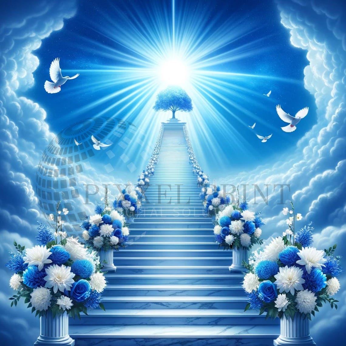 Memorial Backgrounds Blue-sublimation Png-4pk - Etsy