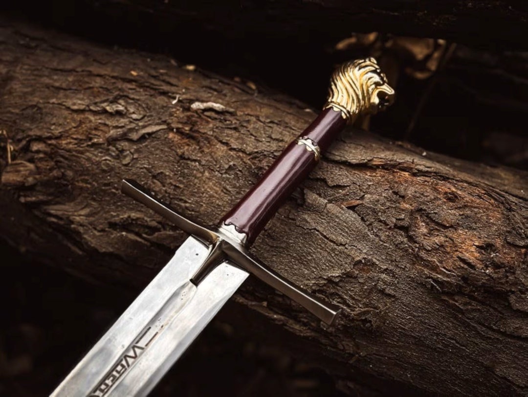 Narnia Lion Sword, Engraved Stainless Steel Blade, Leather Grip - Etsy