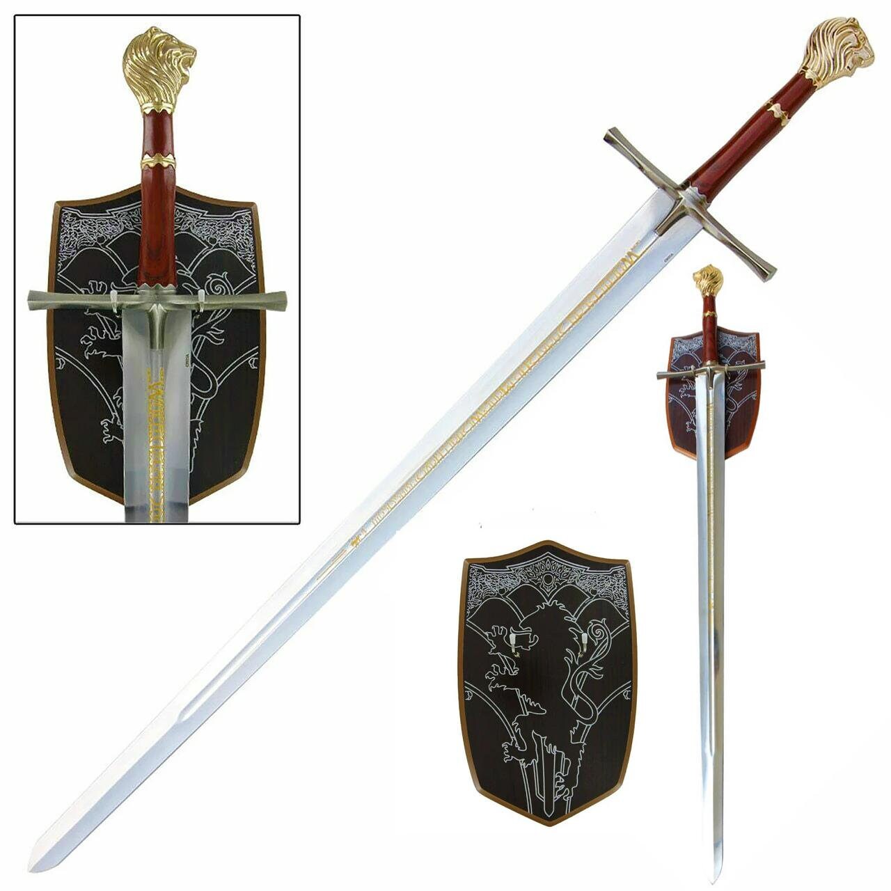 Narnia Lion Sword, Engraved Stainless Steel Blade, Leather Grip - Etsy