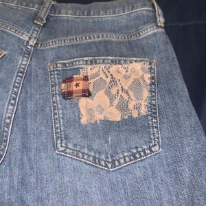 Western Patchwork Jeans - Etsy