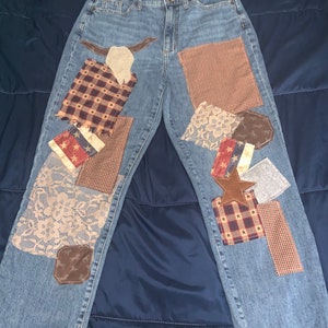 Western Patchwork Jeans - Etsy