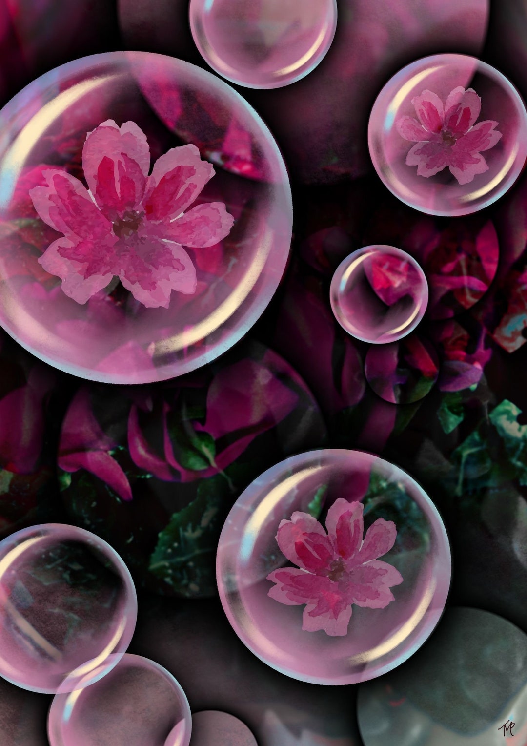 Flower Float Bubbles Art Print - Etsy