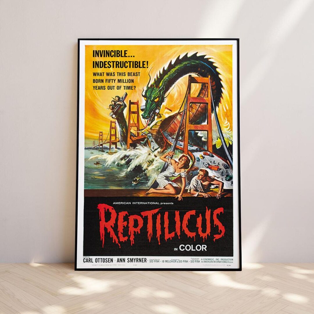 1962 Reptilicus Vintage Movie Poster, Room Decor Wall Art Canvas ...