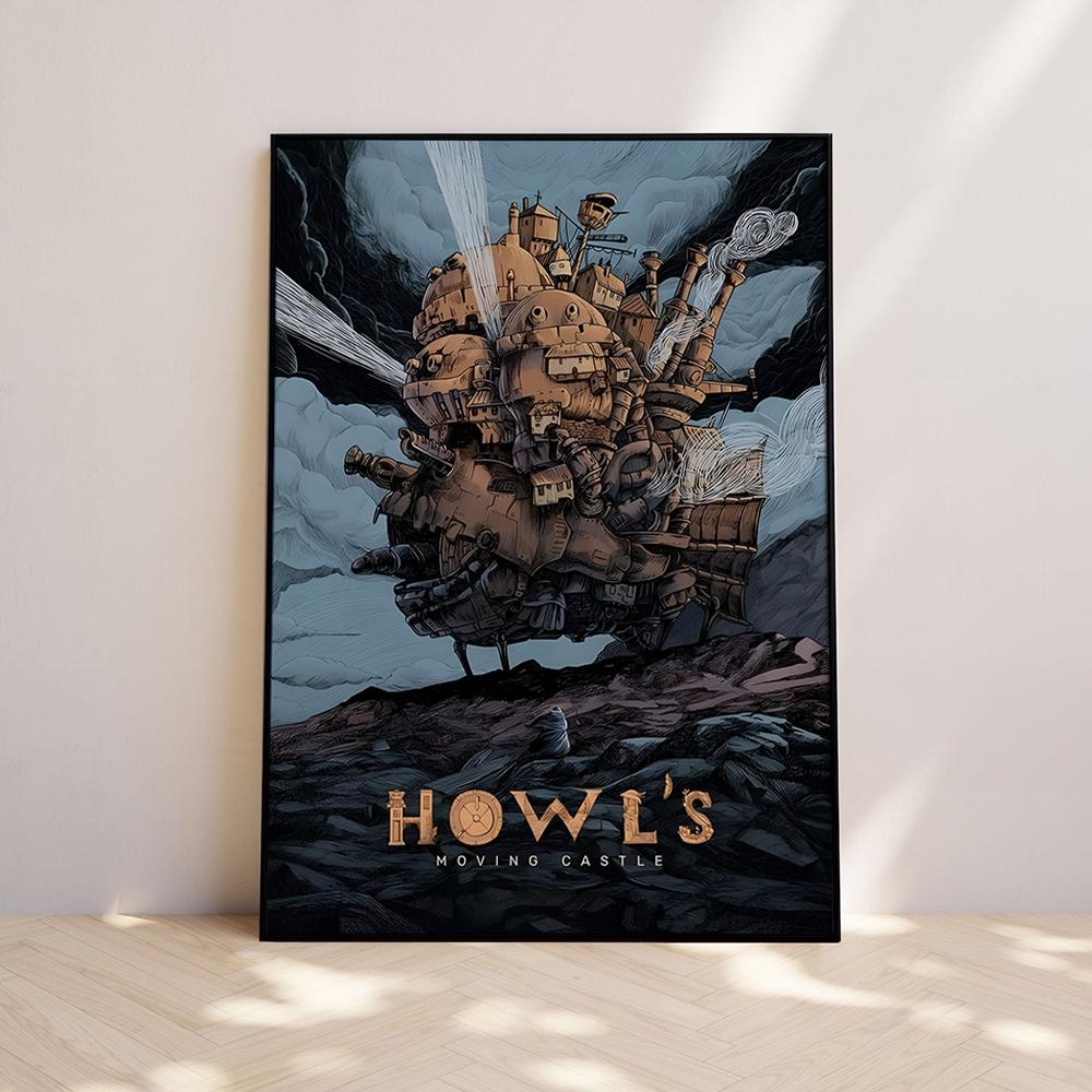 Vintage Howl's Moving Castle Movie Poster, Room Decor Wall Art Canvas ...