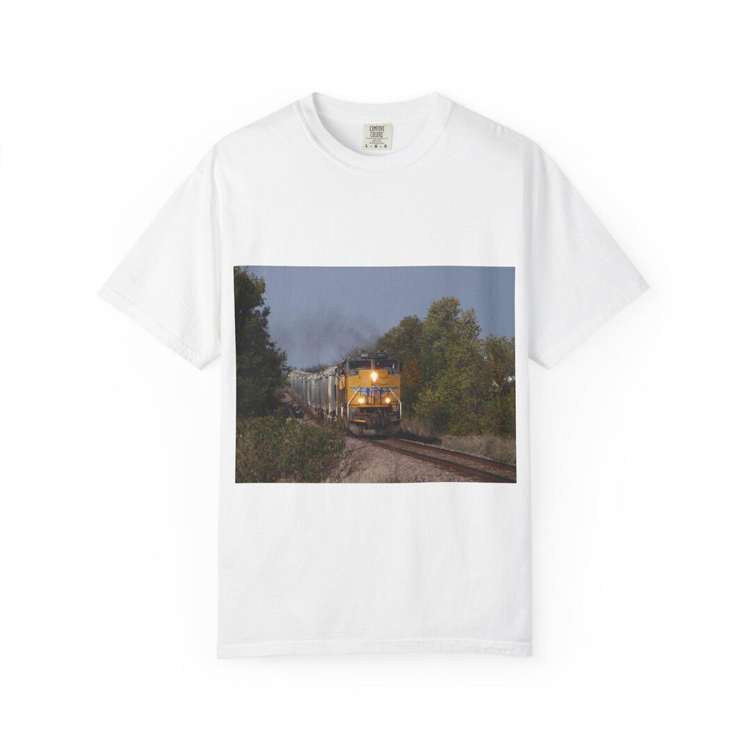 Yellow Locomotive Train Photo T-shirt | Freight Engine Railroad Tee - Etsy