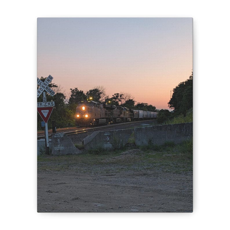 Sunset Freight Train Canvas - Etsy