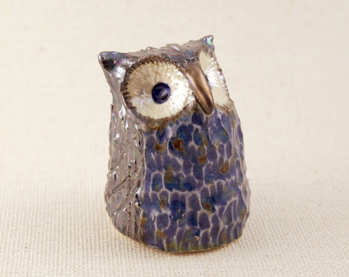 Blue Ceramic Owl Figurine, - Etsy