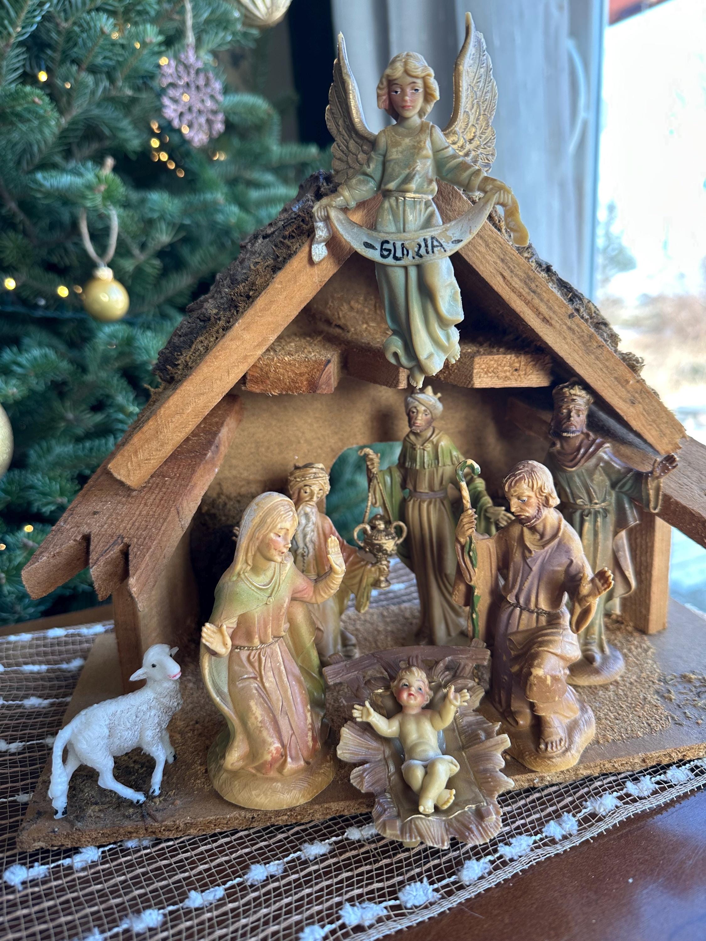 Vintage Fontanini by Roman Italian Stable With 8-piece Set Manger Scene ...