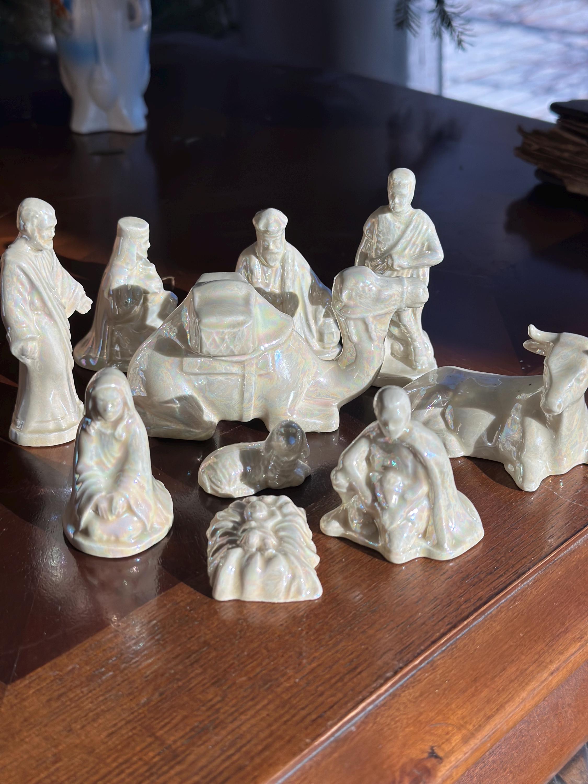 Vintage 12 Piece Iridescent Glazed White Mold Nativity Set - Etsy