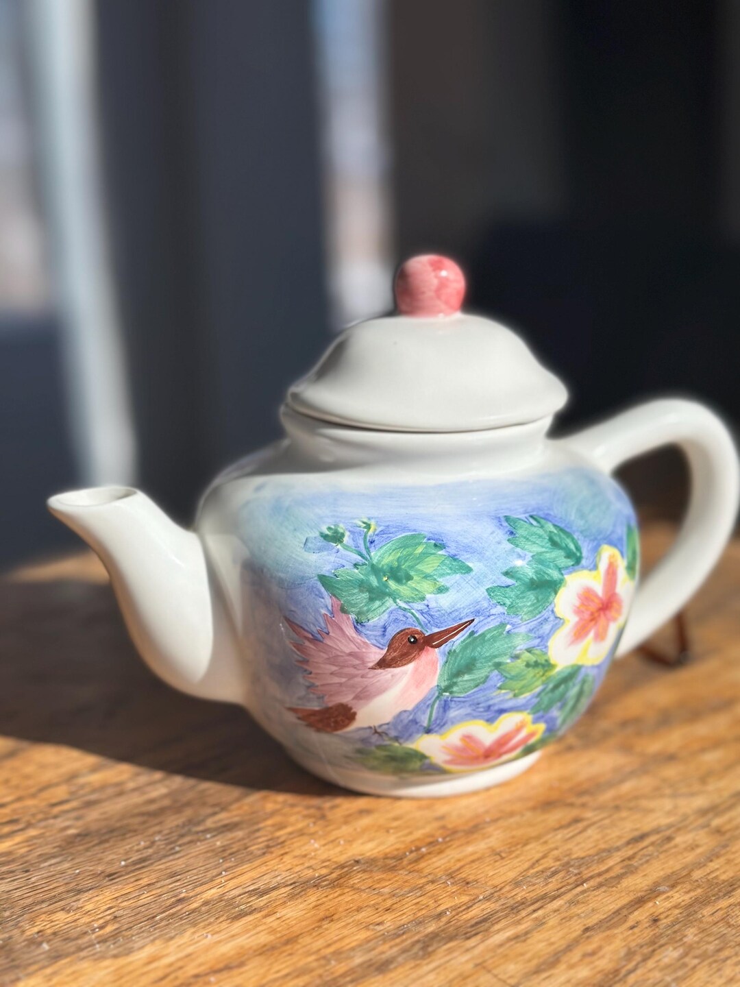 Vintage Hand Painted Small Teapot With Humming Bird and Flowers #26 - Etsy