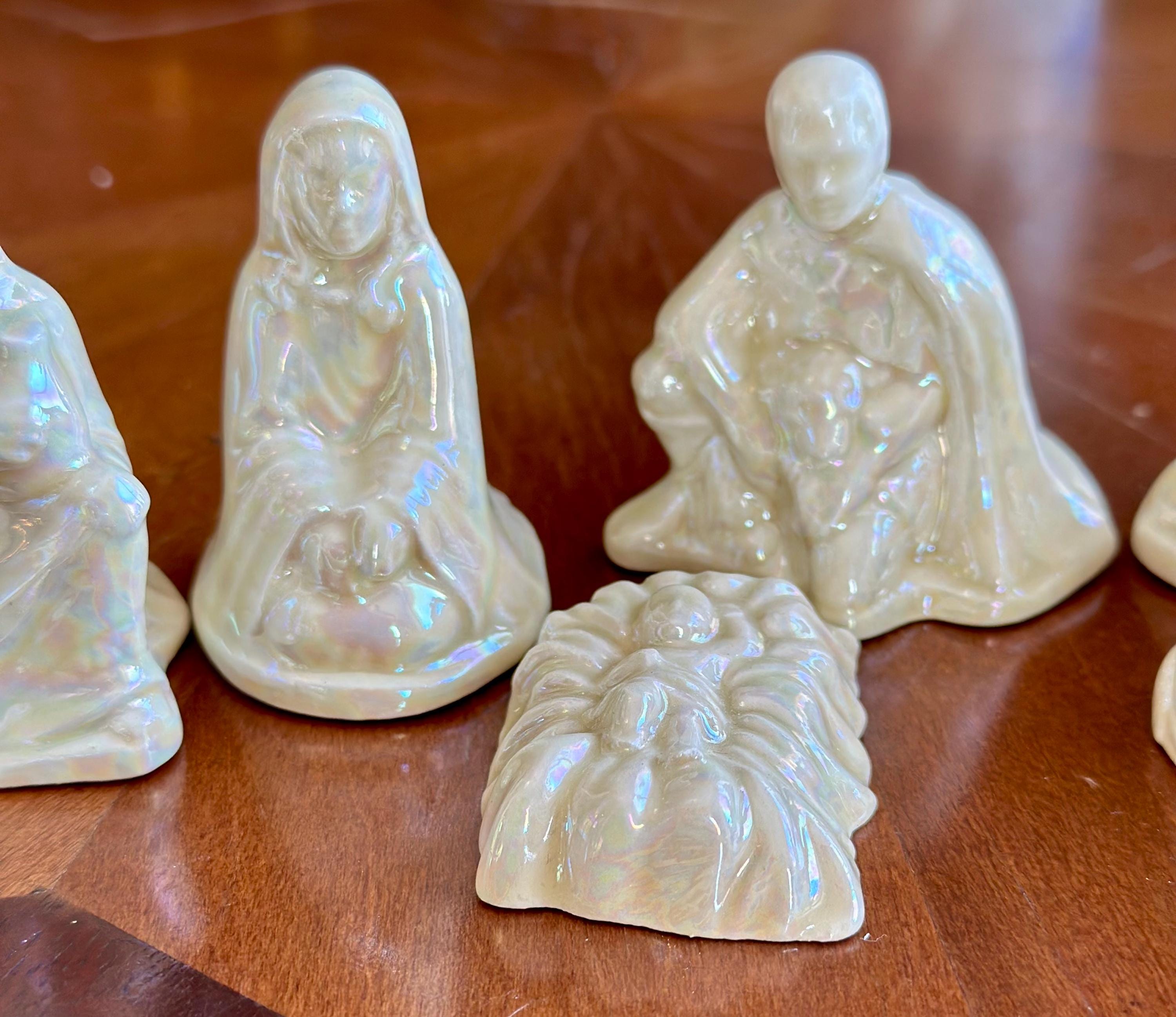 Vintage 12 Piece Iridescent Glazed White Mold Nativity Set - Etsy