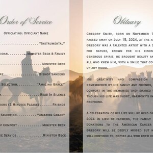 Old Western Style Funeral Program - Editable Canva Obituary Template ...