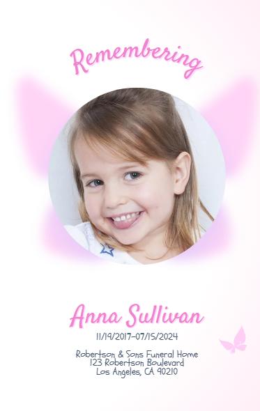 Pink Butterfly Funeral Program Template – Child Obituary (canva ...