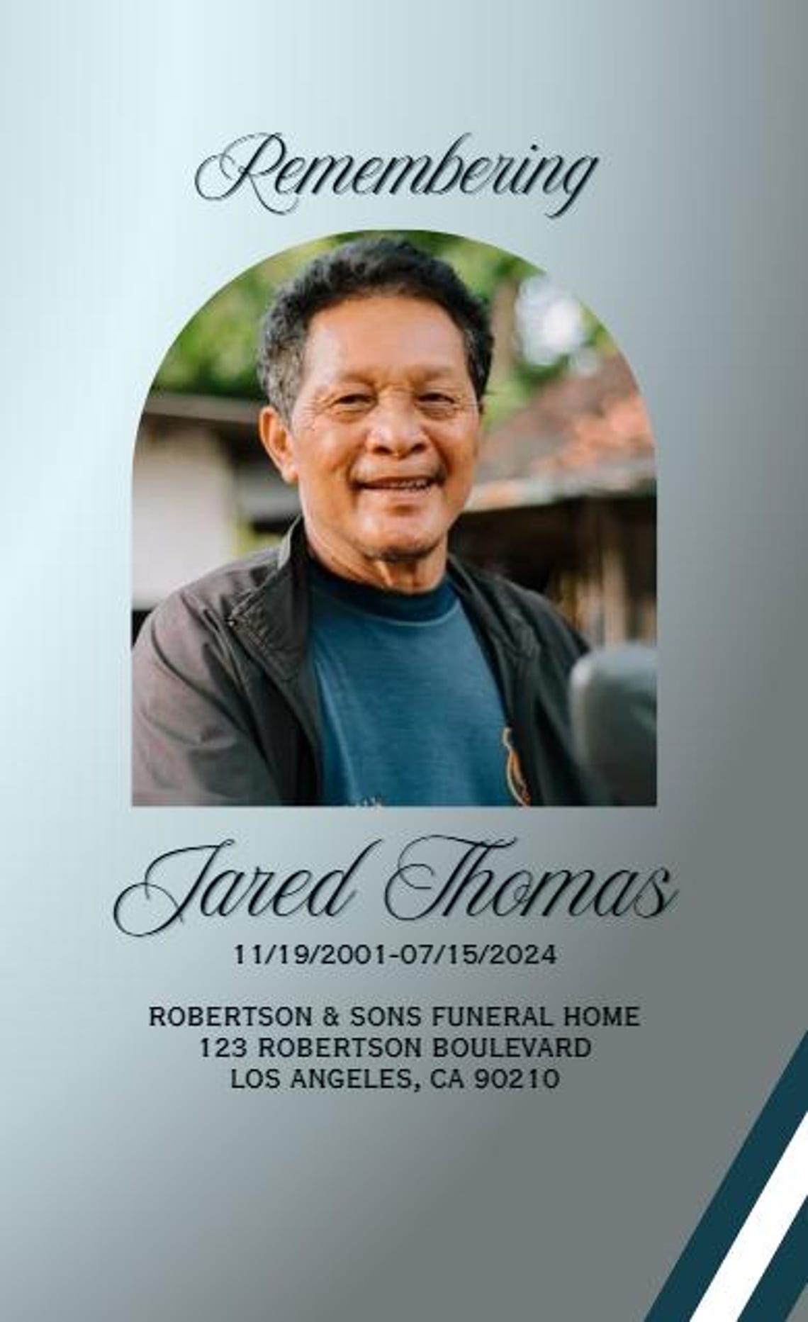 Teal and Silver Sports Fan Funeral Program Editable Canva Obituary ...