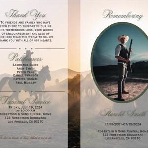 Western Funeral Program Template – Canva Obituary (digital Download) - Etsy