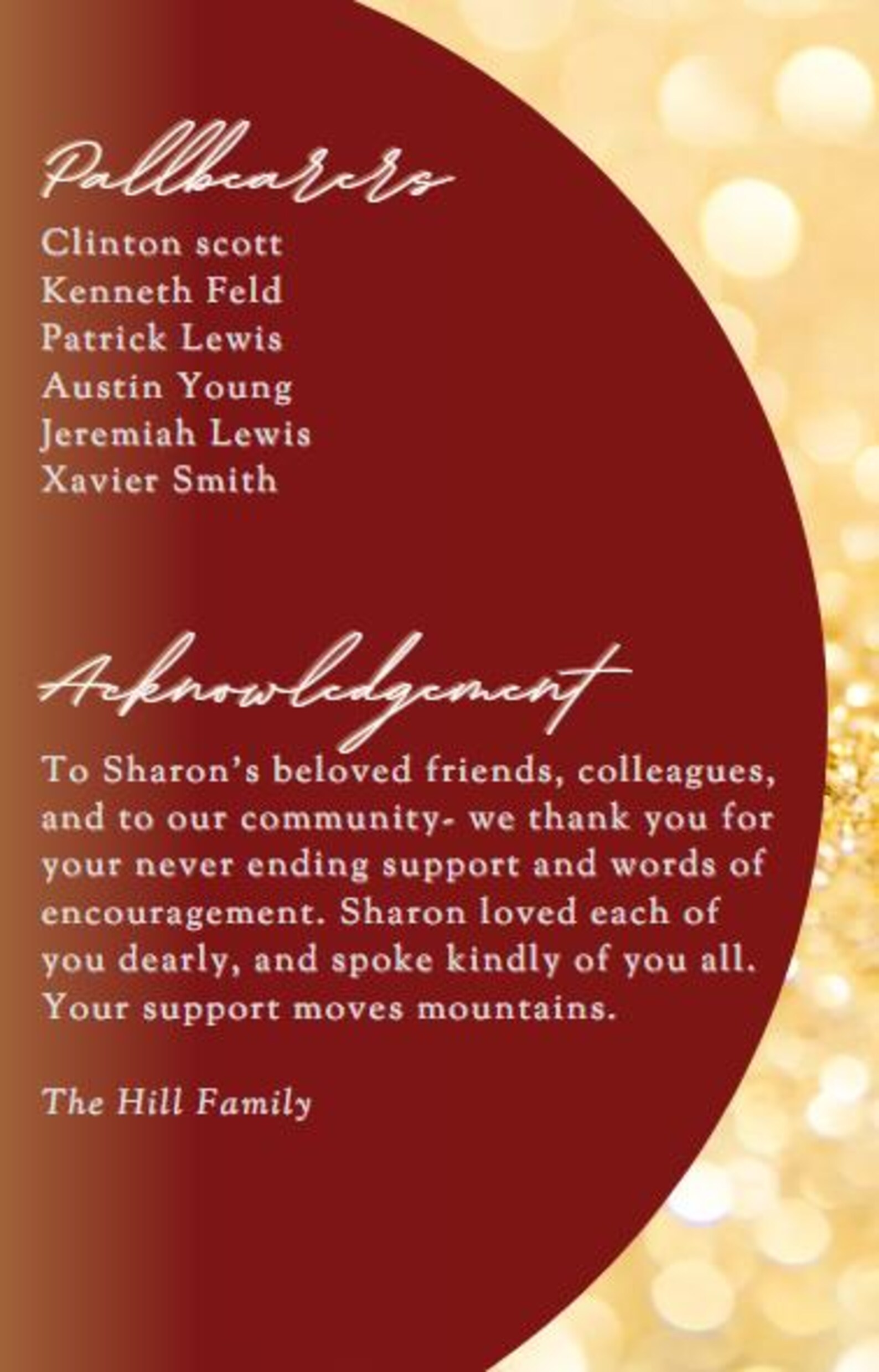 Sports Star Funeral Program Template – Red, Gold, Yellow (canva, 8.5x11 ...