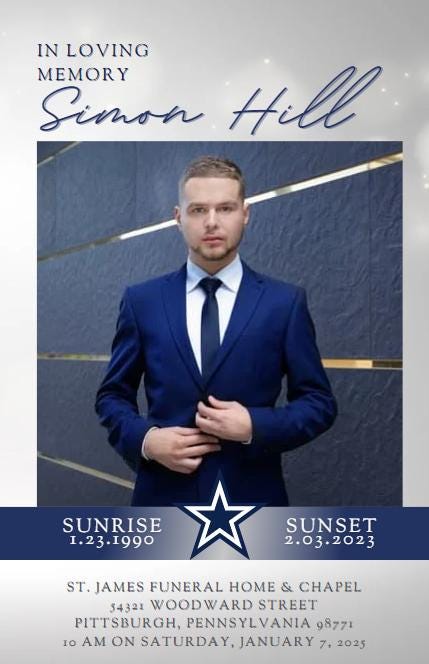 Navy & Grey Sports Funeral Program Template - 8.5x11 Bi-fold (digital ...