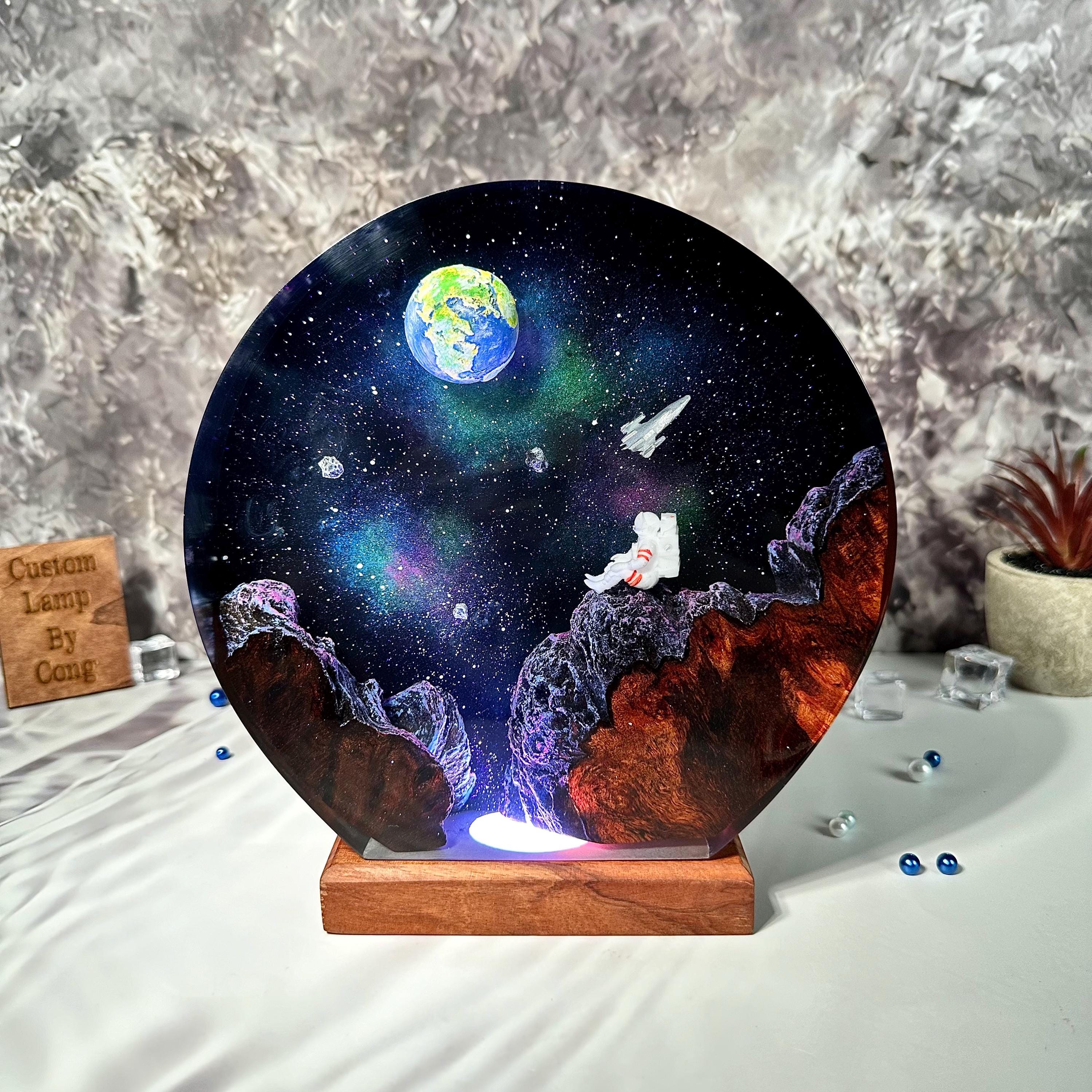 Galaxy Space Resin Lamp, Astronaut and Universal Resin Night Light ...