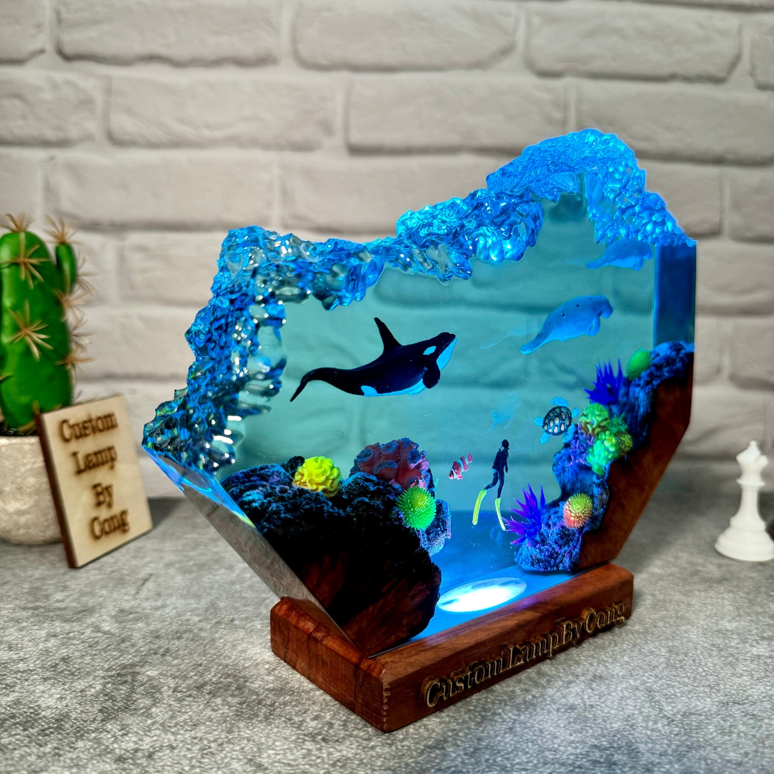 Manatee Resin Lamp, Orca Resin Night Light, Ocean Decoration, Wedding ...