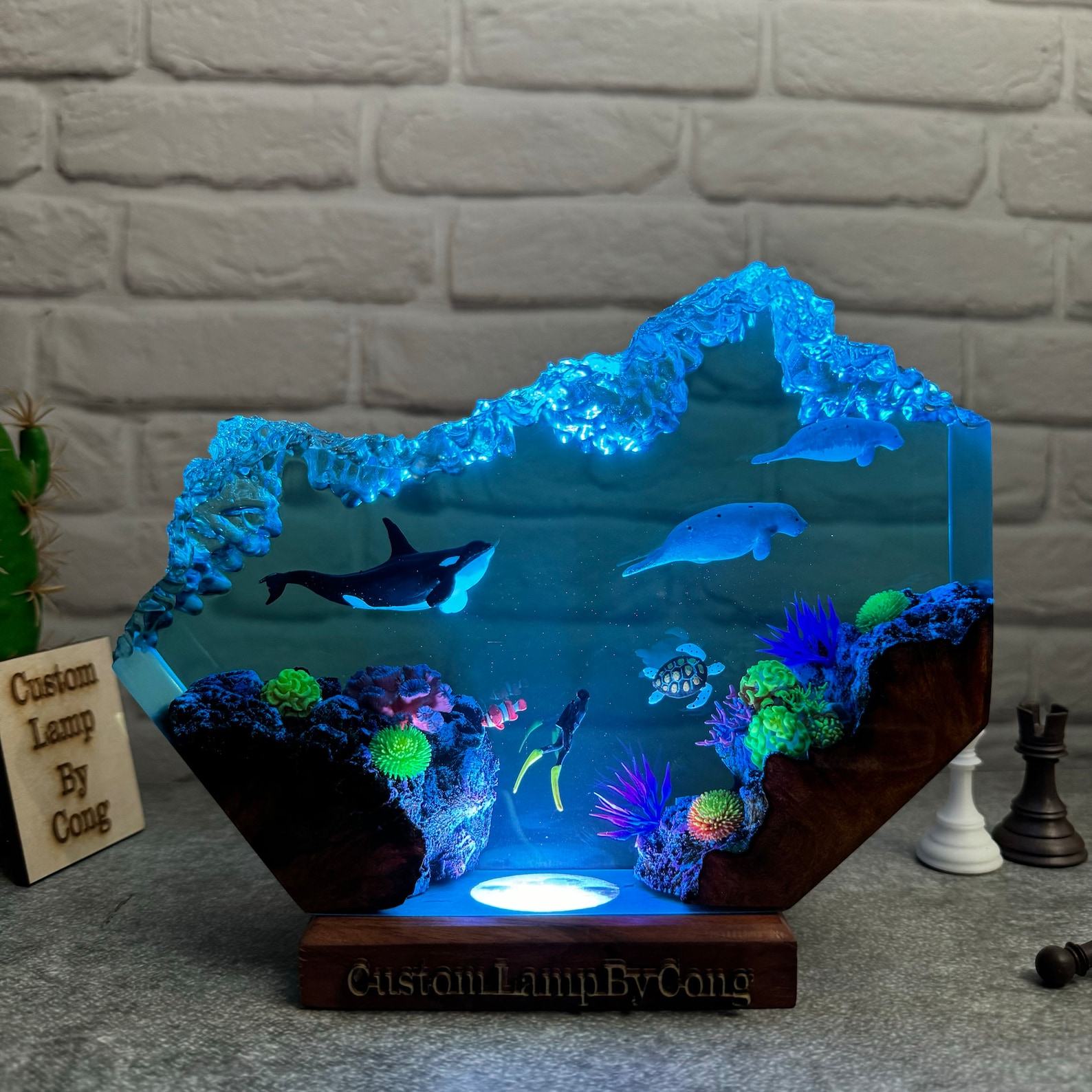 Manatee Resin Lamp, Orca Resin Night Light, Ocean Decoration, Wedding ...
