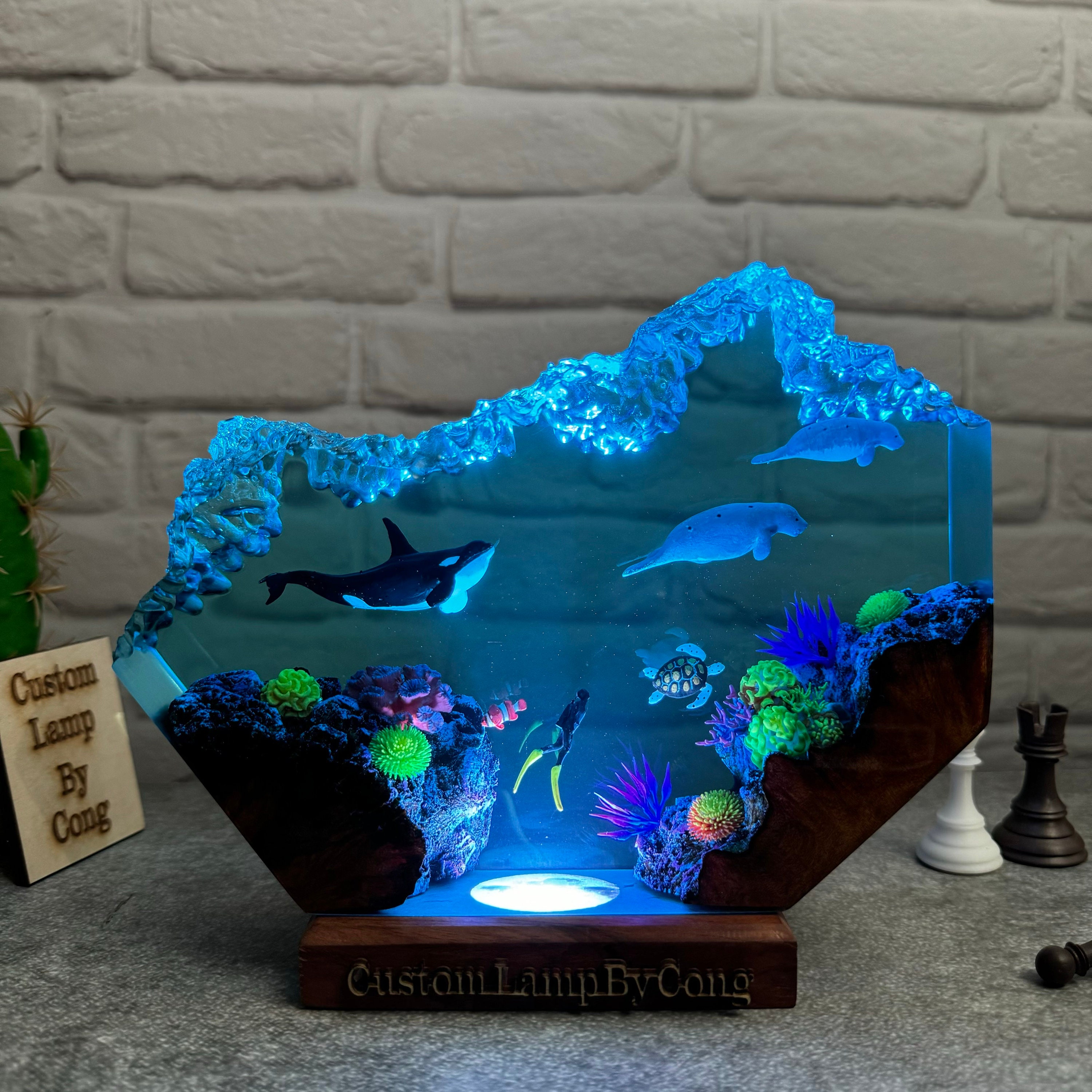 Manatee Resin Lamp, Orca Resin Night Light, Ocean Decoration, Wedding ...
