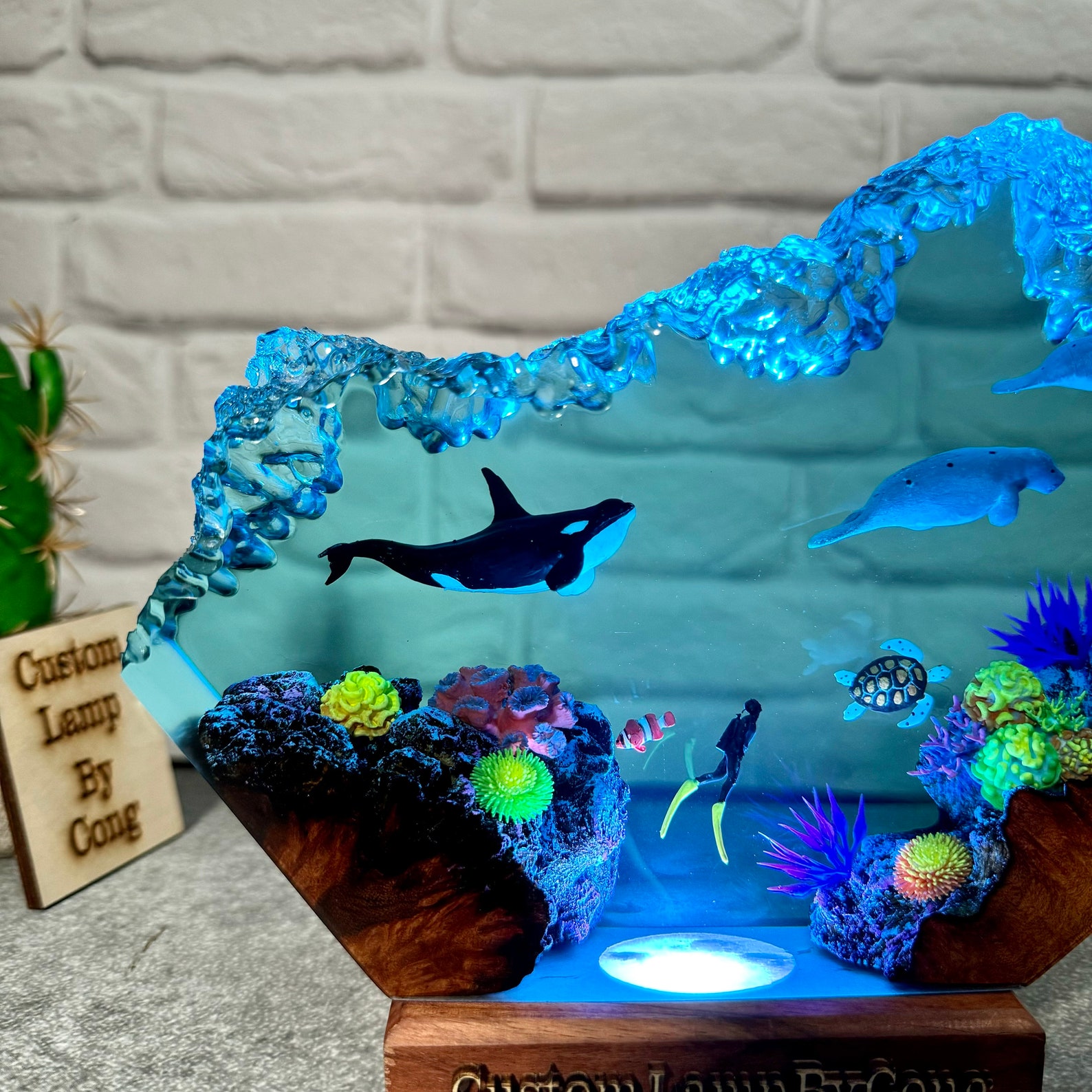 Manatee Resin Lamp, Orca Resin Night Light, Ocean Decoration, Wedding ...