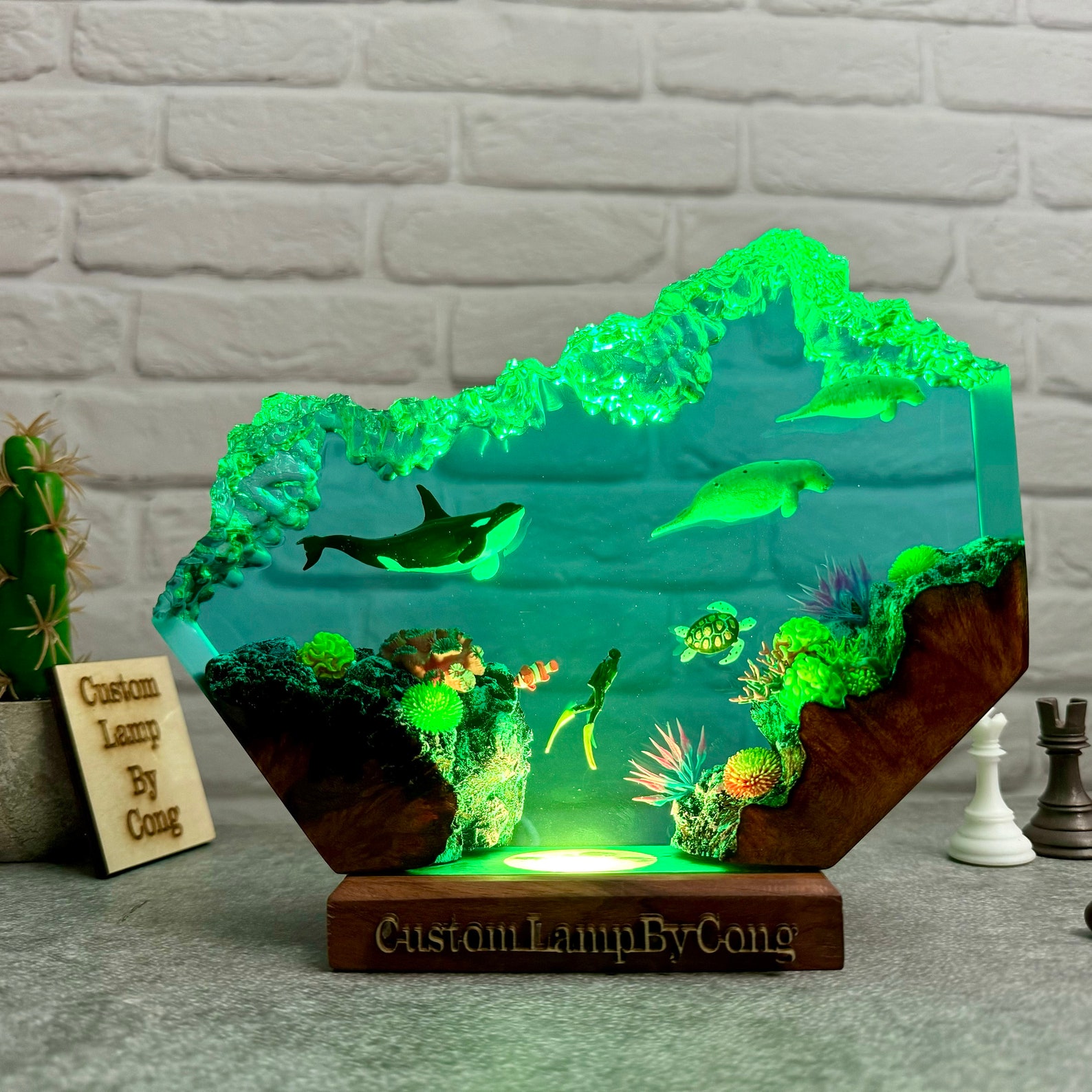 Manatee Resin Lamp, Orca Resin Night Light, Ocean Decoration, Wedding ...
