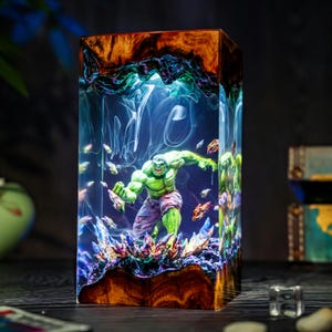 Personalized H.u.l.k Resin Lamp, Giant Green Hero Night Light, Handmade ...