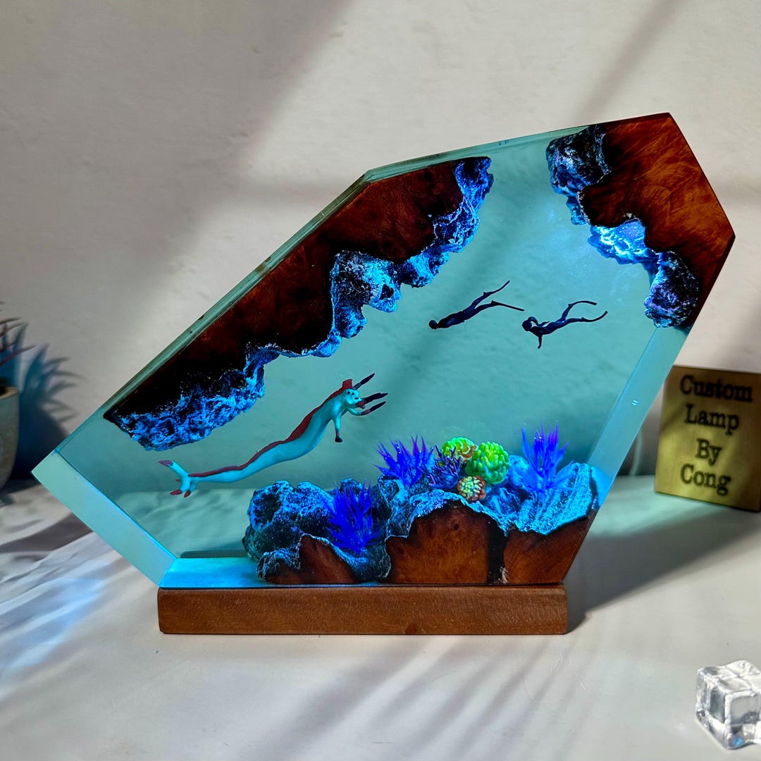 Reaper Monster Resin Lamp, Resin Night Light, Table Wood Lamp, Gift for ...