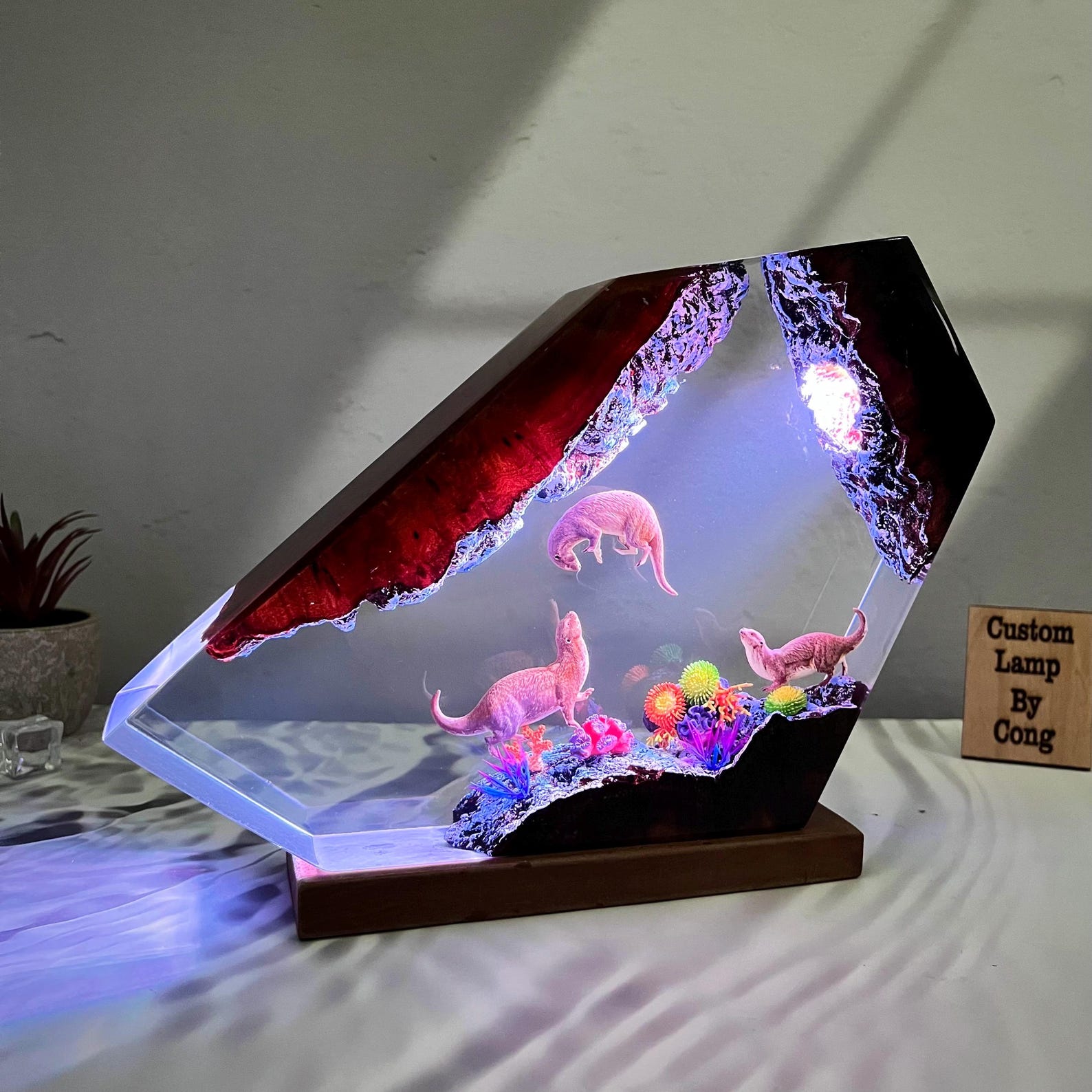 Dugong Resin Epoxy Night Light, Ocean Resin Art Lamp, Unique Resin ...