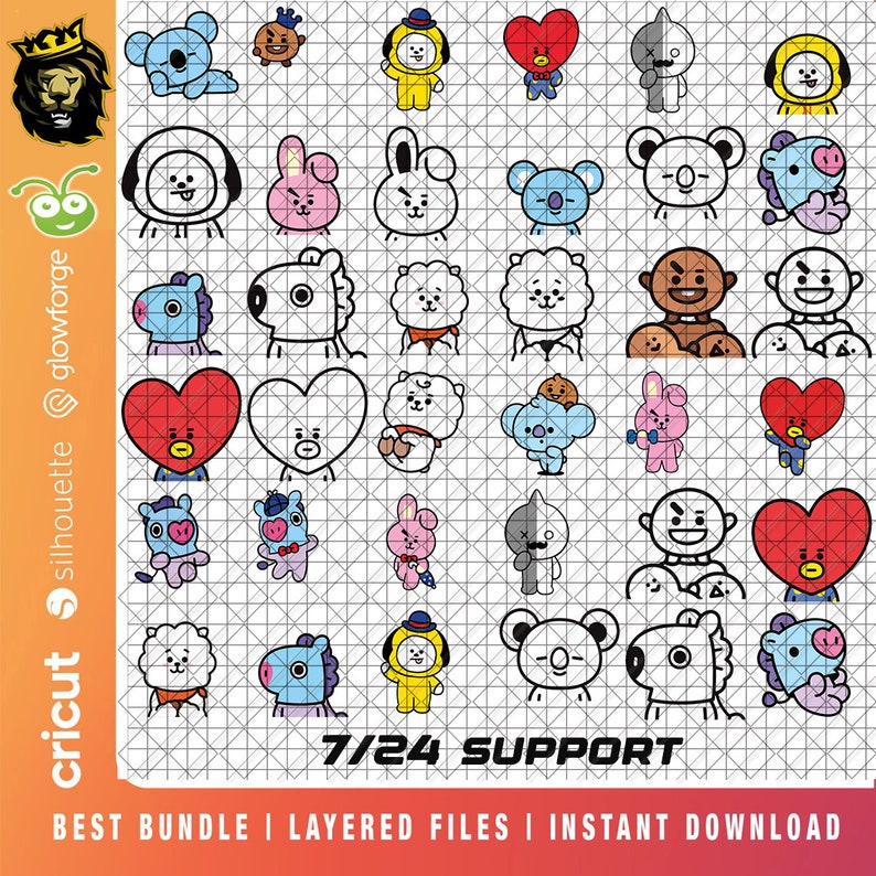 BT21 Cartoon Svg,png,pdf Silhouette, S4nrio, Hello Svg, Kitty Svg ...