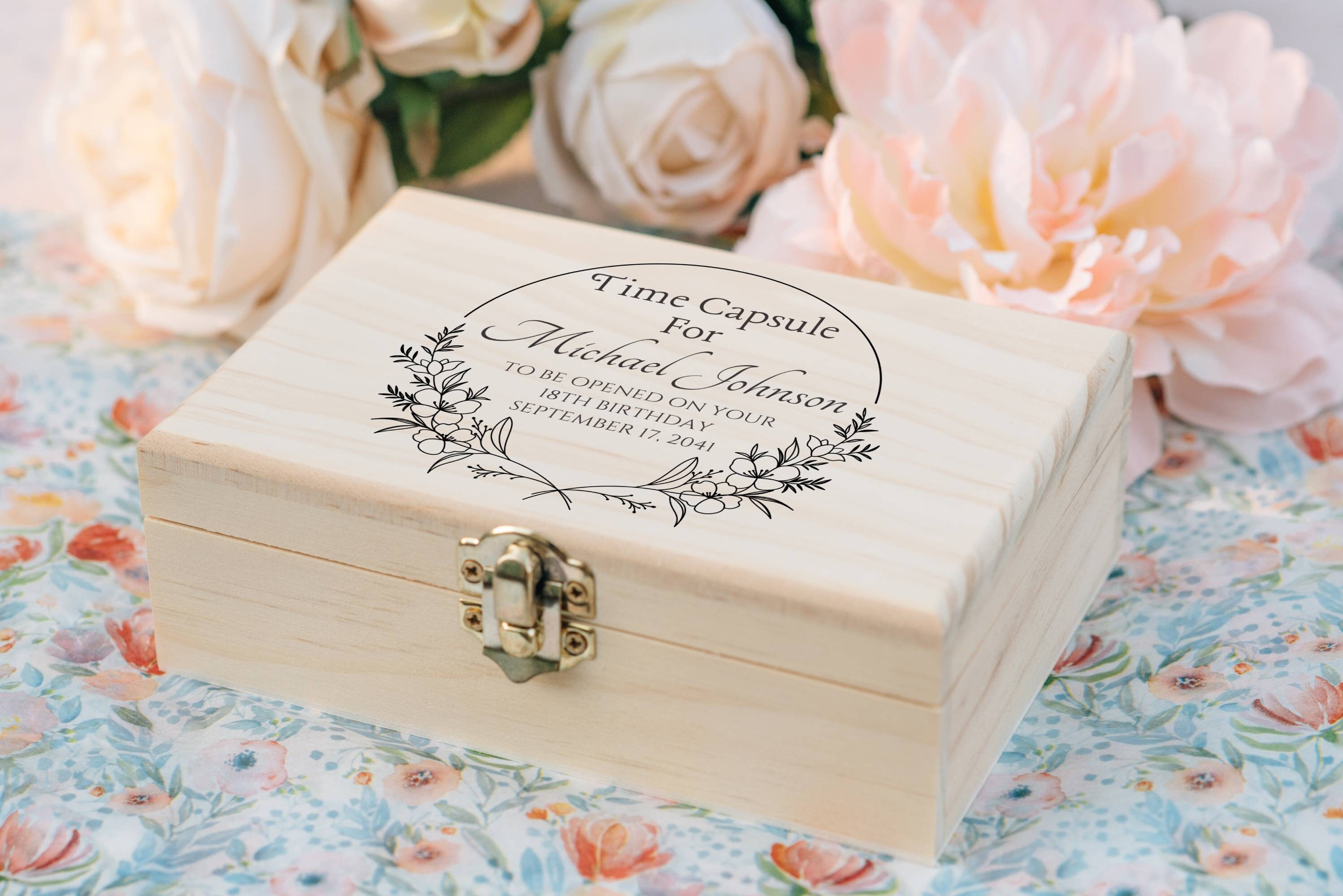 Custom Baby's Keepsake Box, Time Capsule Box, First Birthday Memory Box ...