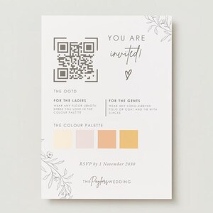 Editable Wedding Invitation With QR Code Canva Template Minimalist ...