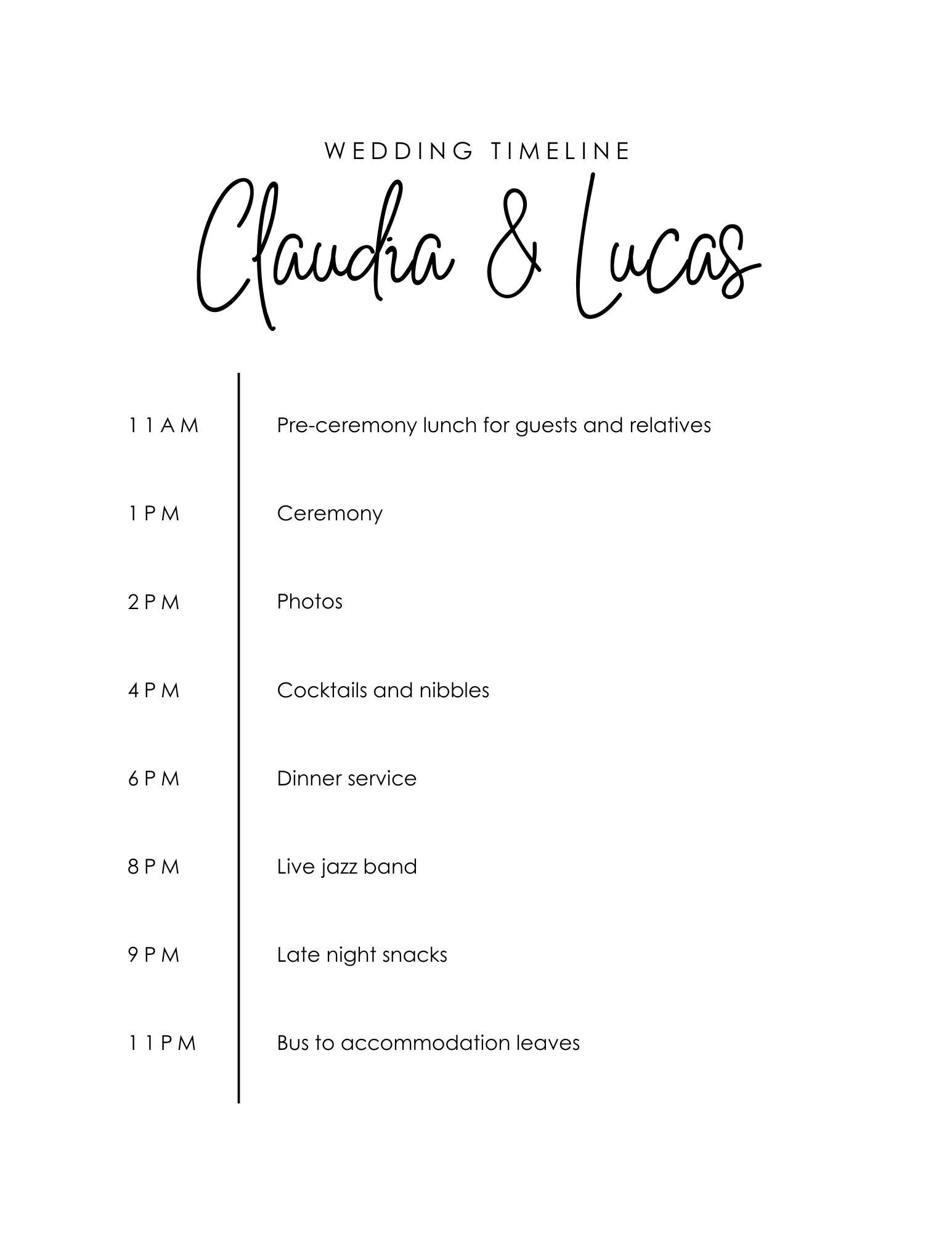 Simple Wedding Timeline Template - Etsy