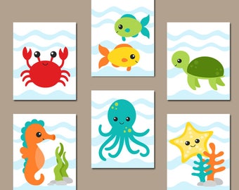 Sea animal wall art | Etsy