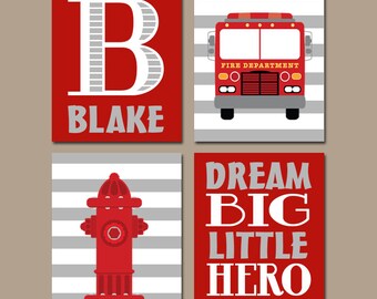 Firetruck wall art | Etsy